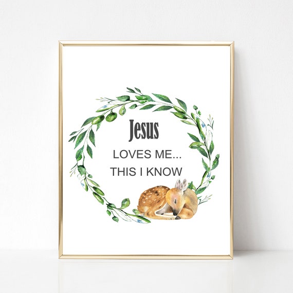 Jesus Loves Me Wall Art Nursery Art Scripture PRINTABLE - Etsy