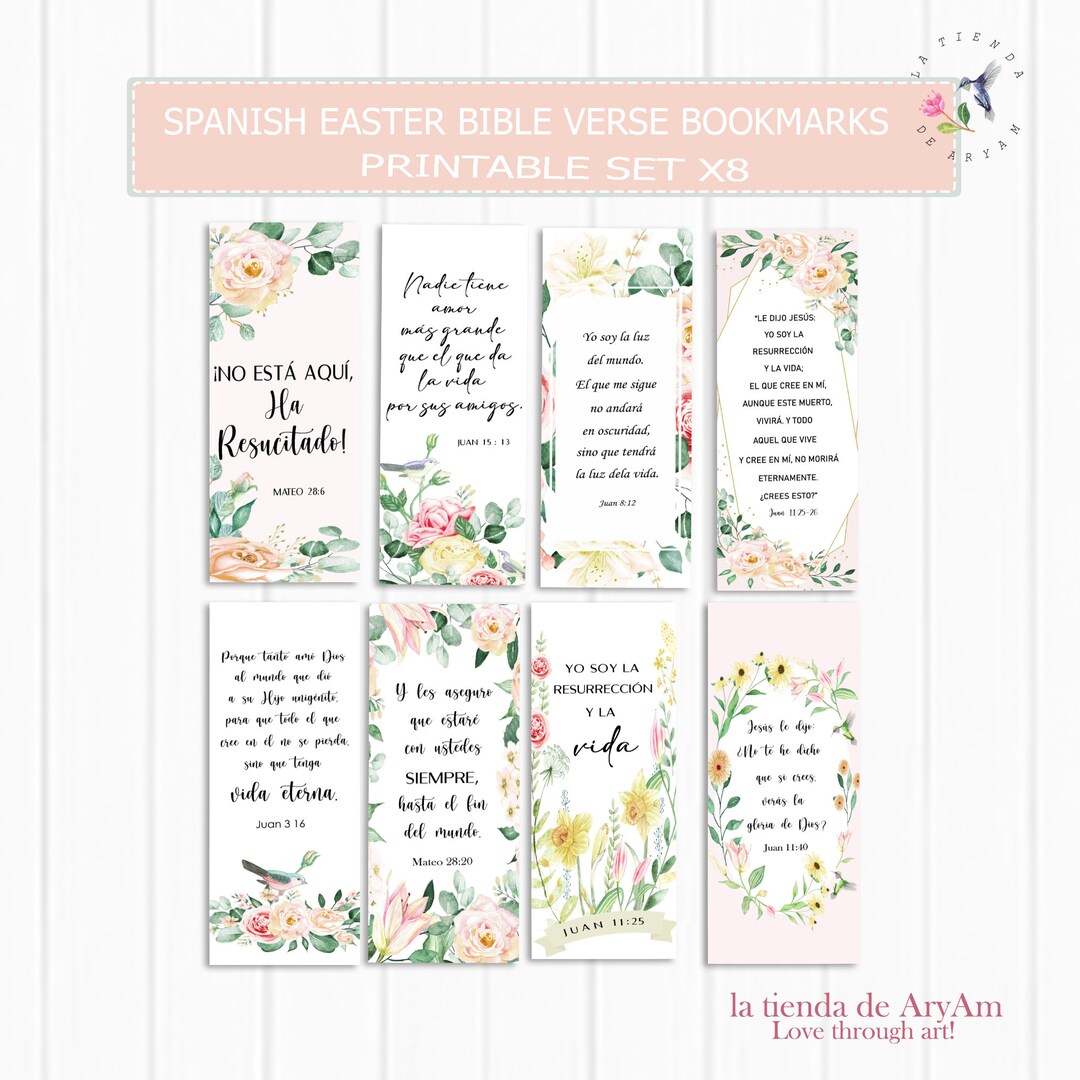 Spanish Easter Bible Verse Bookmarks Sets, Printable Spanish Bible ...