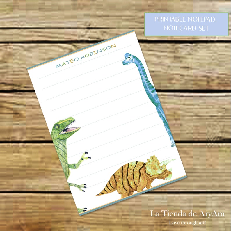 Personalized Stationery Set PRINTABLE Dinosaur Stationary | Etsy