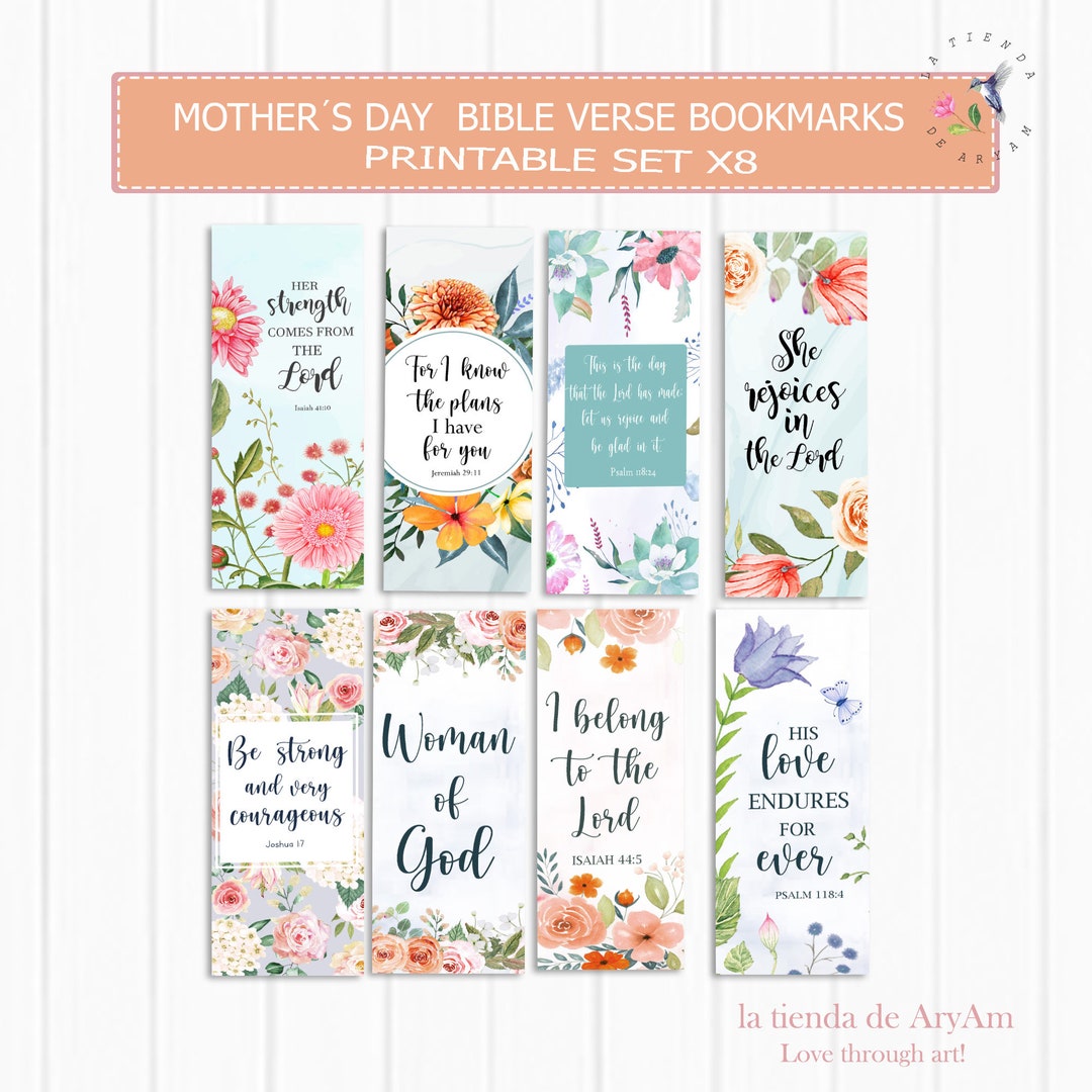 Printable Bible Verse Bookmarks, Mother's Day Bible Verses Bookmarks ...