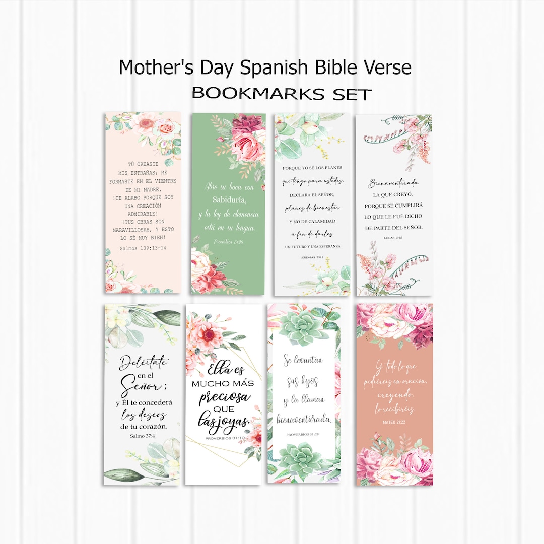 Spanish Bible Bookmarks, Printable Set of 8, 7 X 2.5 Inches, Bookmarks ...