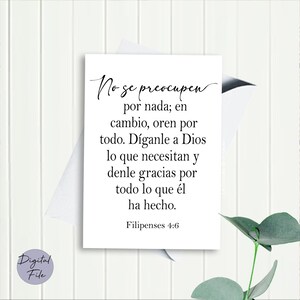 Spanish Bible Verse, Spanish Philippians 4:6, No Se Preocupen Por Nada, Filipenses 4 6, Spanish ...