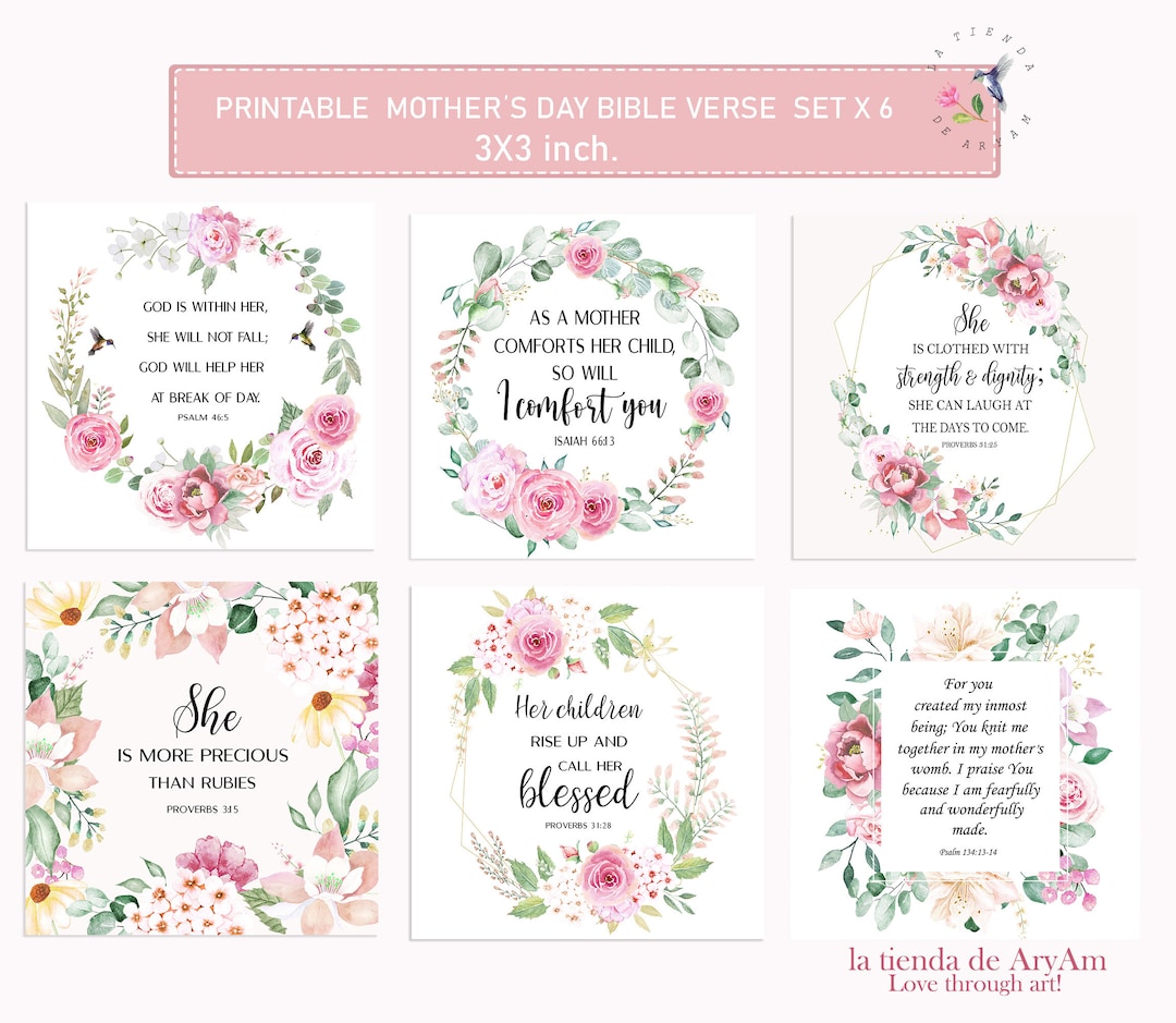 Printable Bible Verse Cards, Mother's Day Scripture Cards, Mother's Day ...