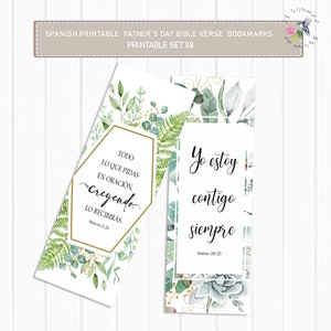 Spanish Bible Bookmarks, Printable Set, Bookmarks Inspirational Art ...