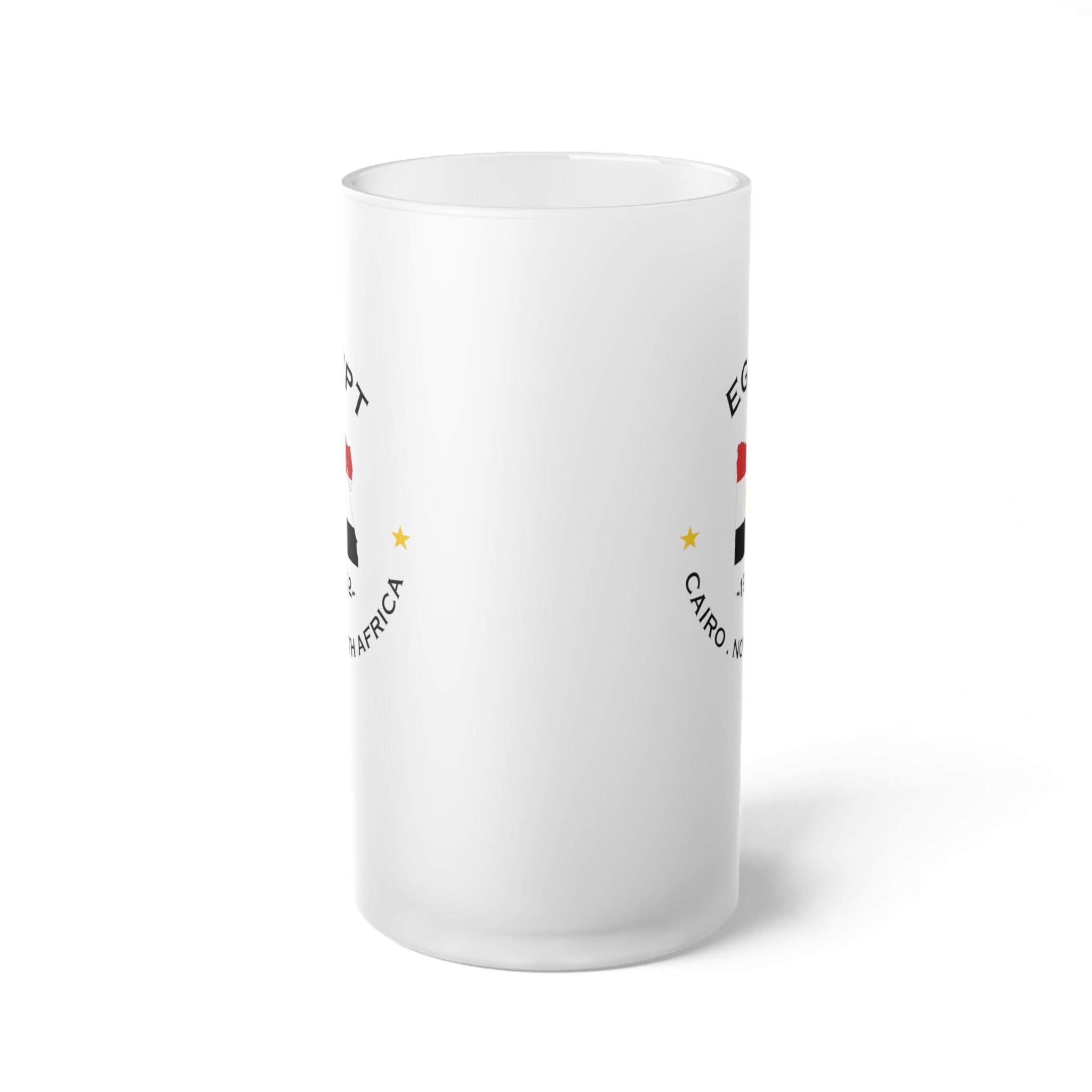 Egyptian Inspired Frosted Glass Beer Mug Microwave and Dishwasher Safe ...