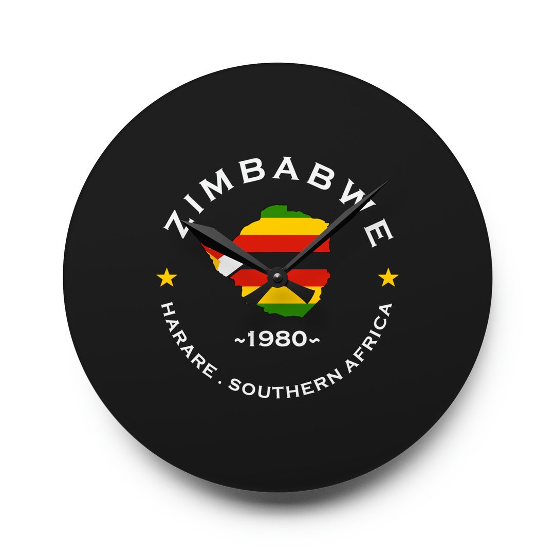 Zimbabwe Inspired Acrylic Wall Clock,zimbabwe Tshirts, African Merch ...
