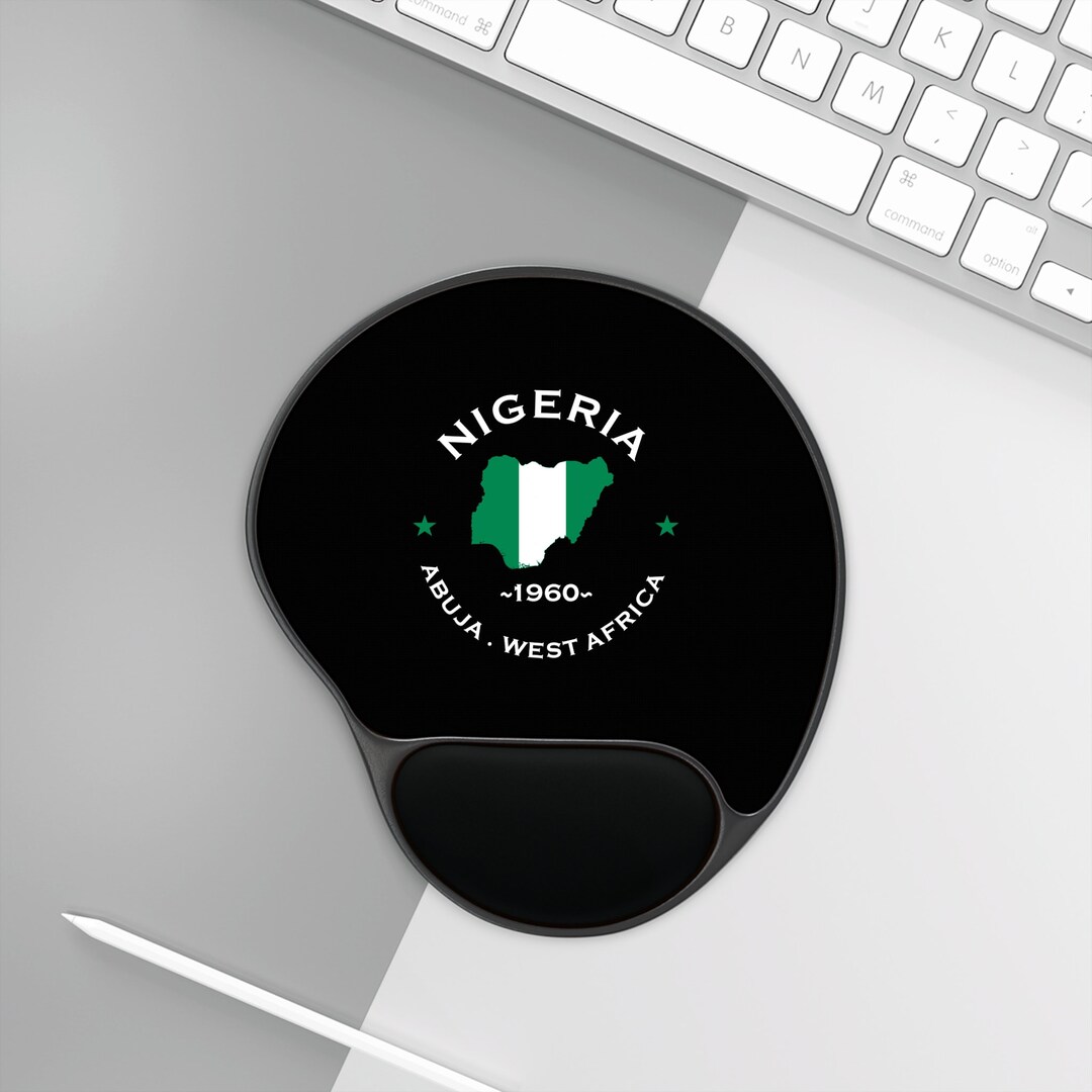 Nigeria Mouse Pad With Wrist Rest, Black Mouse Pad, Nigerian Flag - Etsy