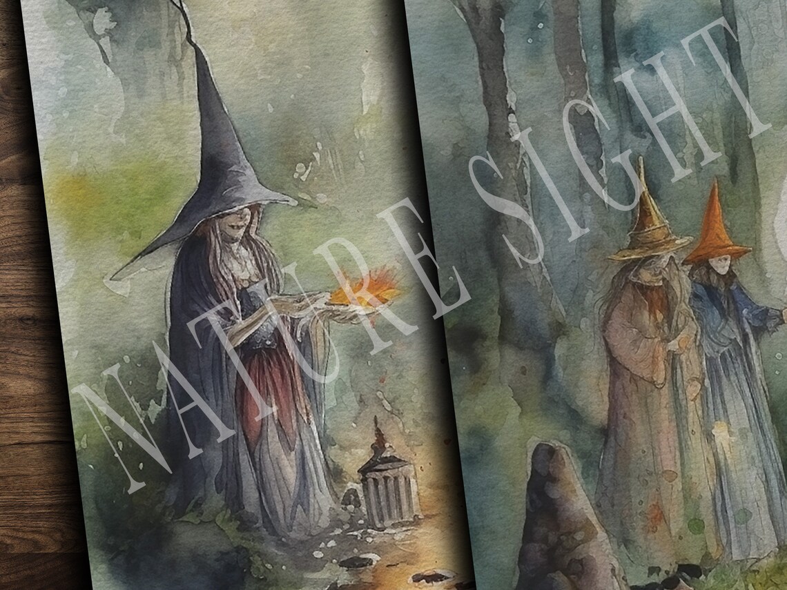 Gothic Witch Scrapbook Paper, Witch Junk Journal Pages, Bos Digital ...