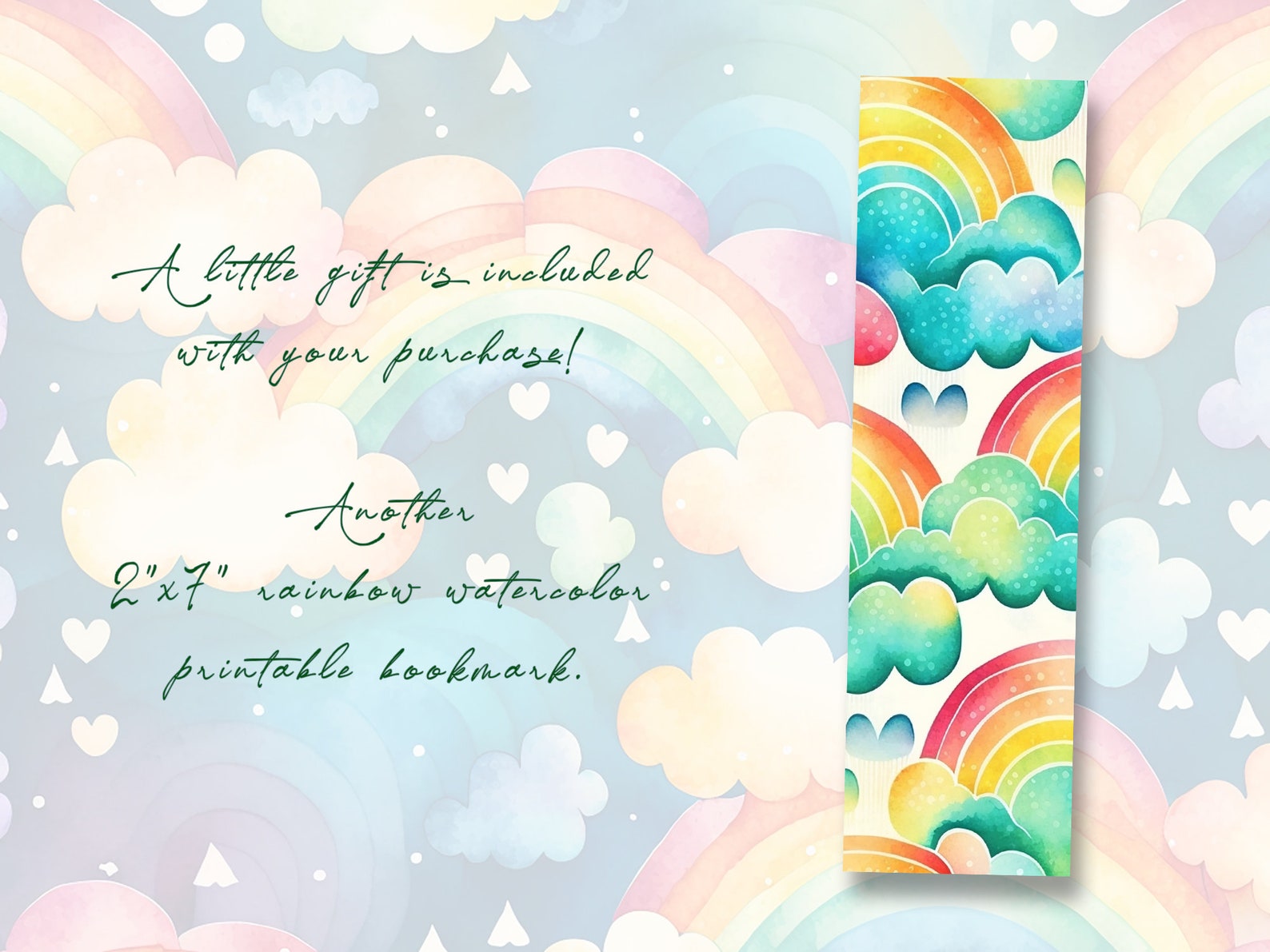 Rainbow Watercolor Bookmarks: Printable Kids Ephemera (digital Download ...