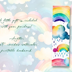 Colorful Printable Bookmarks, Rainbow Bookmarks, Watercolor Ephemera ...