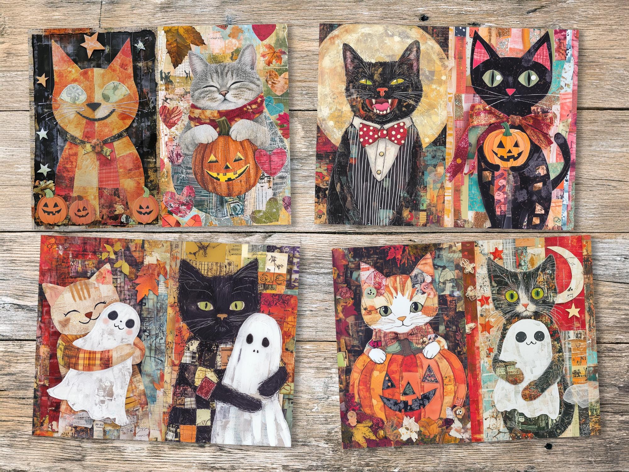 Halloween Cats Printable Paper Pack: Spooky Junk Journal Ephemera ...
