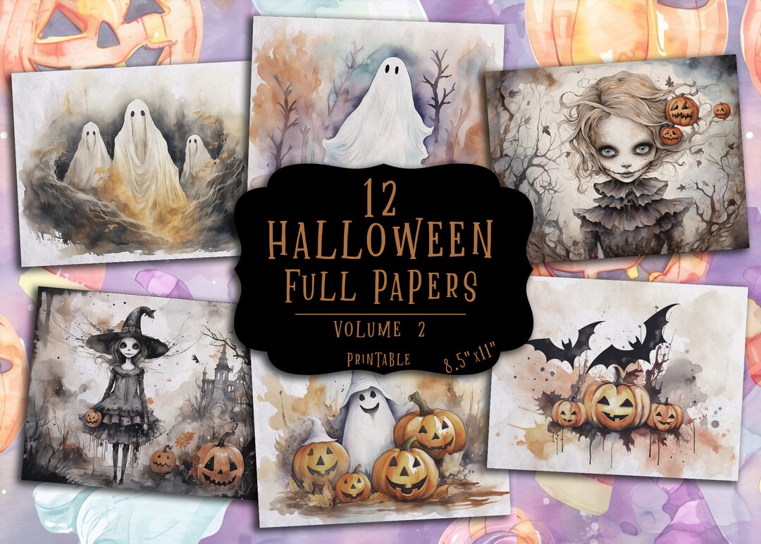 Halloween Collage Sheets, Junk Journal Printable Papers, Halloween ...