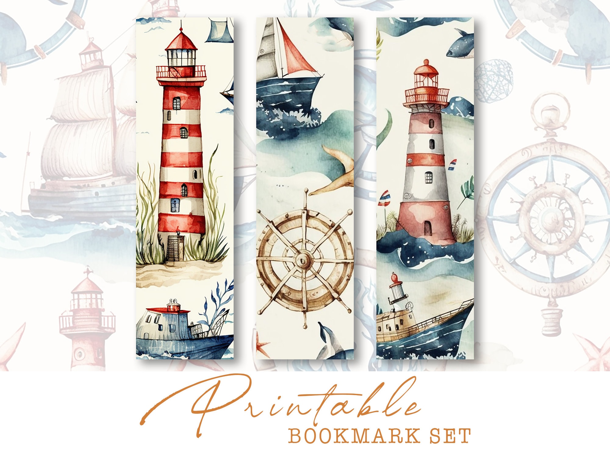 Marine Printable Bookmarks Nautical Junk Journal Coastal - Etsy