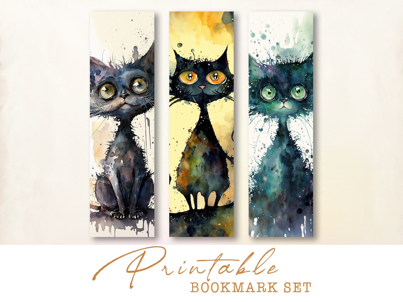 Cats Printable Bookmarks Set Cats Digital Bookmarks Junk - Etsy