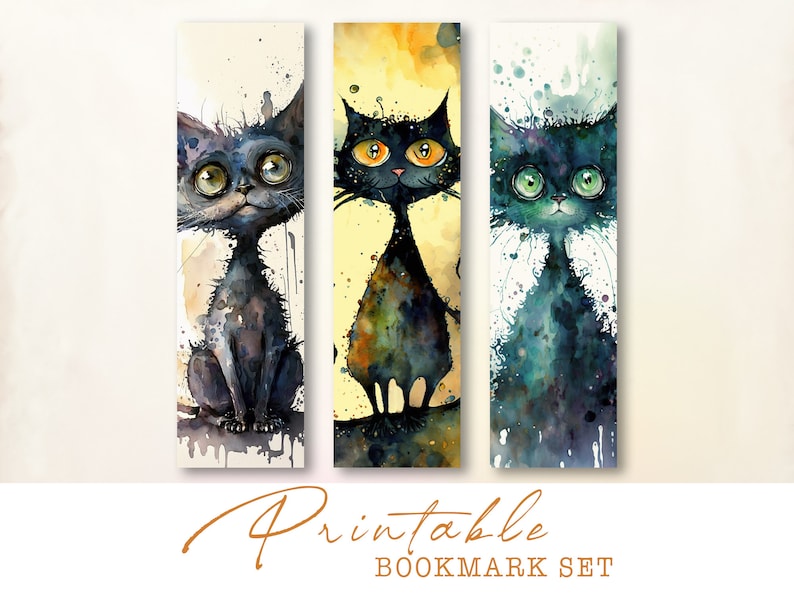 Cats Printable Bookmarks Set Cats Digital Bookmarks Junk - Etsy