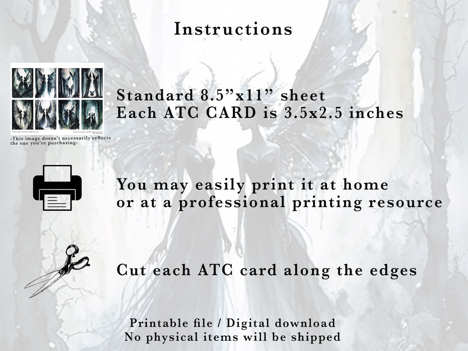 Gothic Junk Journal Fairy Printable Atc Cards Gothic - Etsy