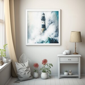 Lighthouse Watercolor Print Ocean Wall Decor Nautical - Etsy