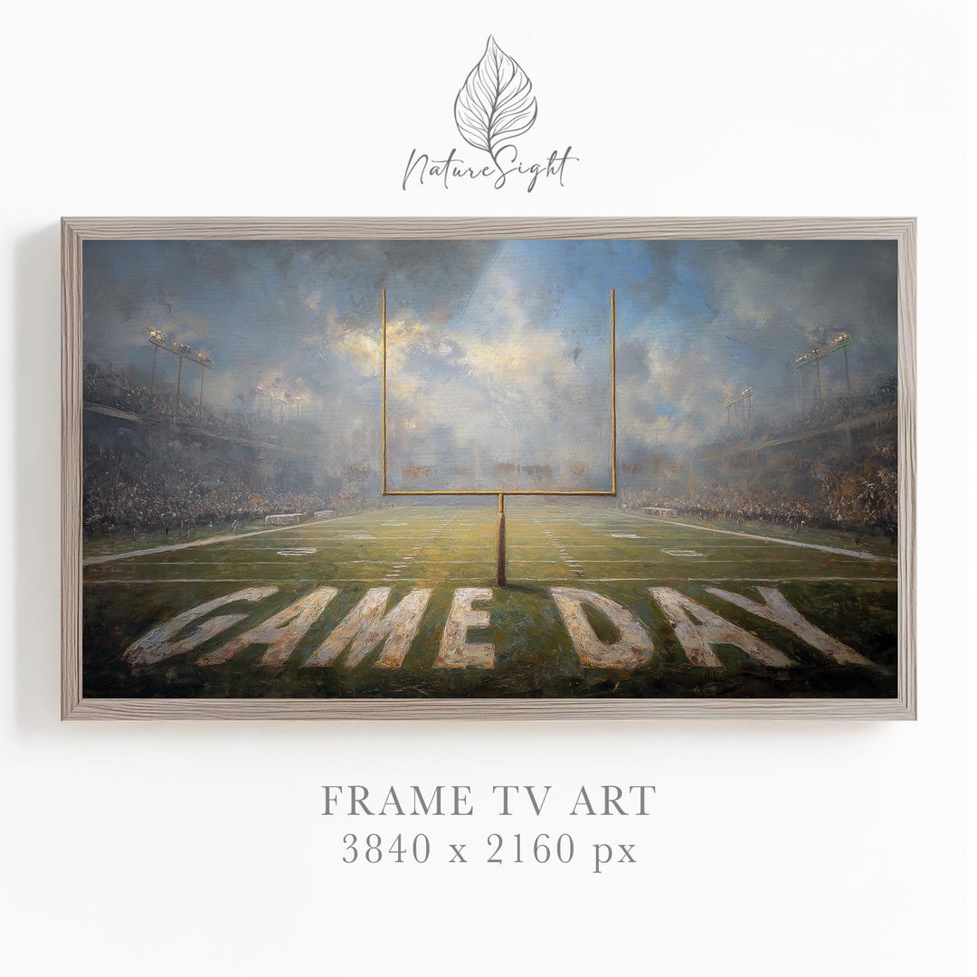 American Football Frame TV Art: Football Field Game Day Decor (digital ...