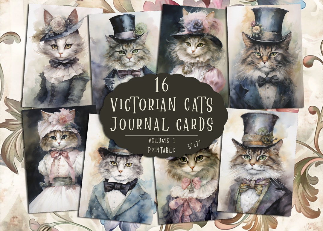 Victorian Scrapbook Paper, Victorian Cats Collage Sheets, Cat Junk ...