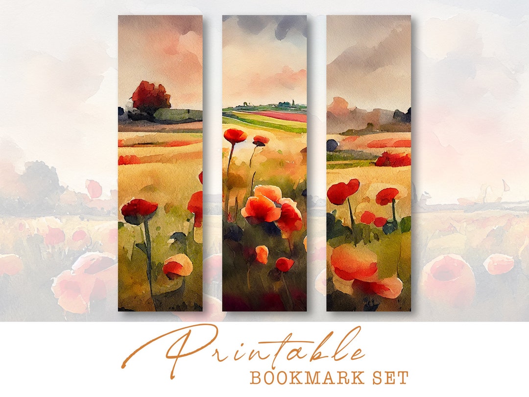 Poppy Bookmarks Printable – Floral Journal & Scrapbooking Ephemera Set ...