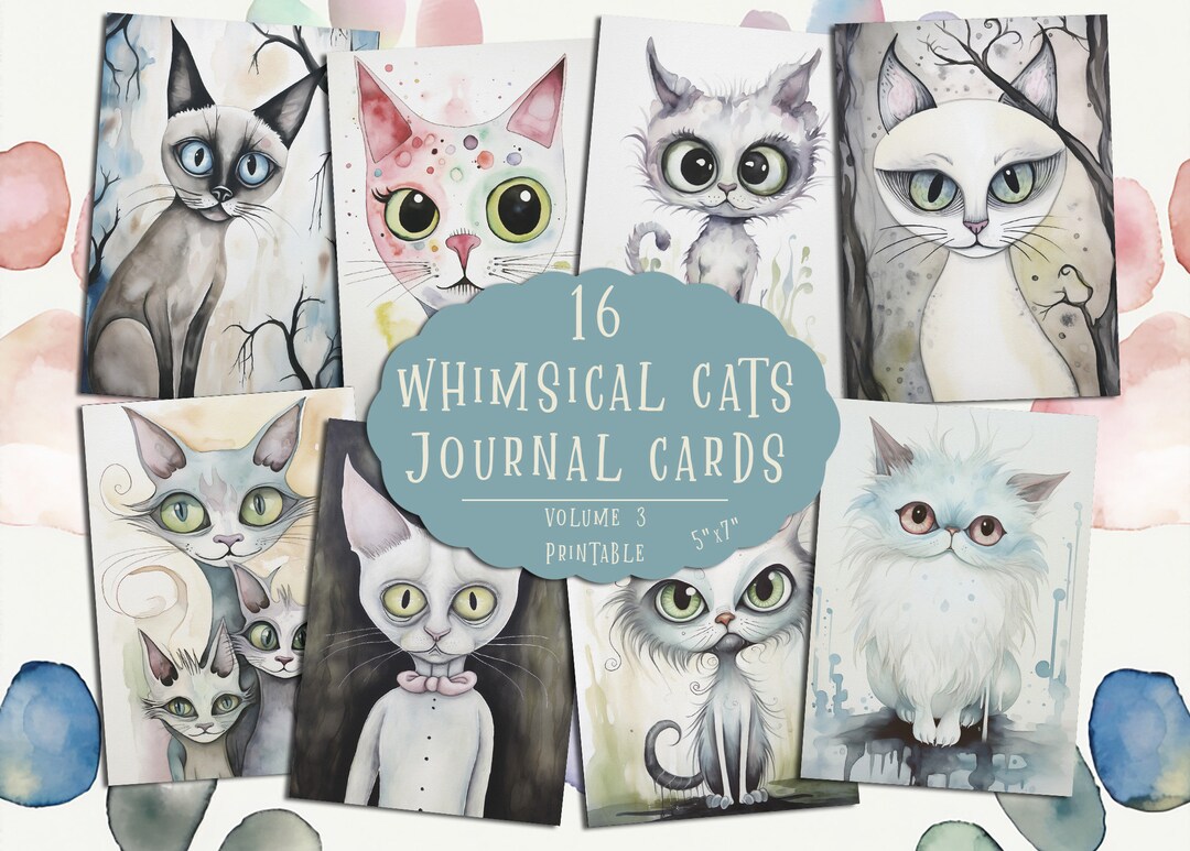 Whimsical Cat Collage Papers: Printable Scrapbook Ephemera (digital ...