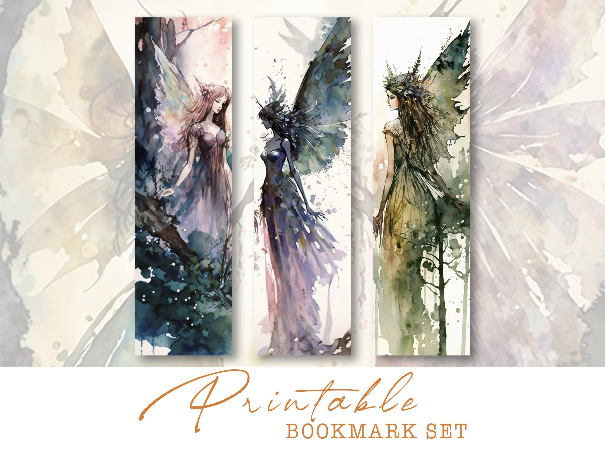 Fairy Digital Bookmarks Magic Printable Bookmarks Fairies - Etsy