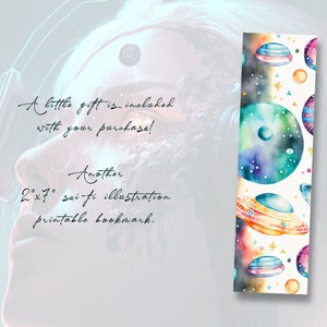 Sci Fi Watercolor Printable Bookmarks, Cyberpunk Bookmarks Set, Sci Fi ...