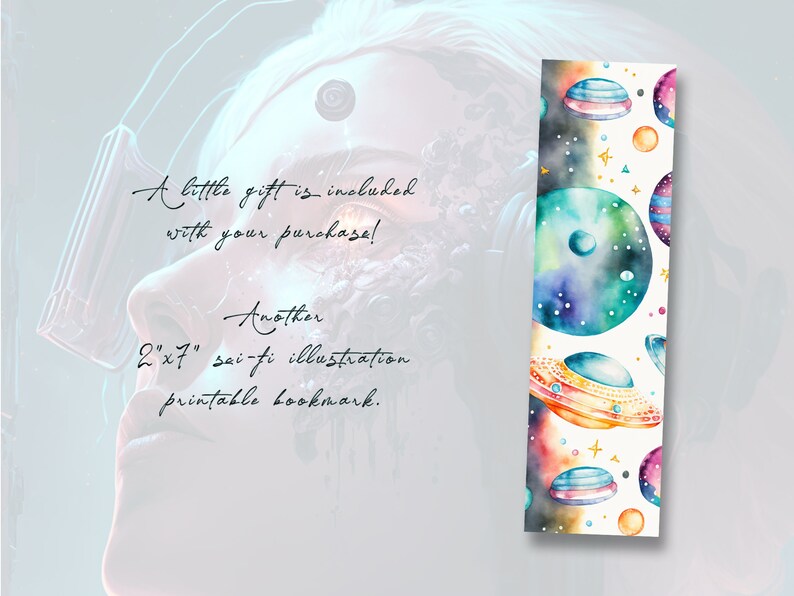 Sci Fi Watercolor Printable Bookmarks Cyberpunk Bookmarks - Etsy