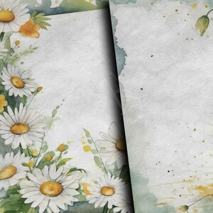 Daisy Printable Journal Pages, Floral Digital Papers, Daisy Scrapbook ...