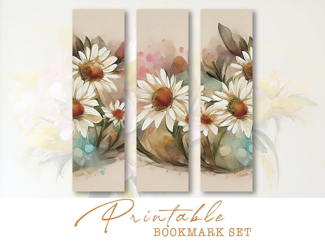Boho Floral Bookmark Set, Printable Bookmarks, Daisy Bookmark ...