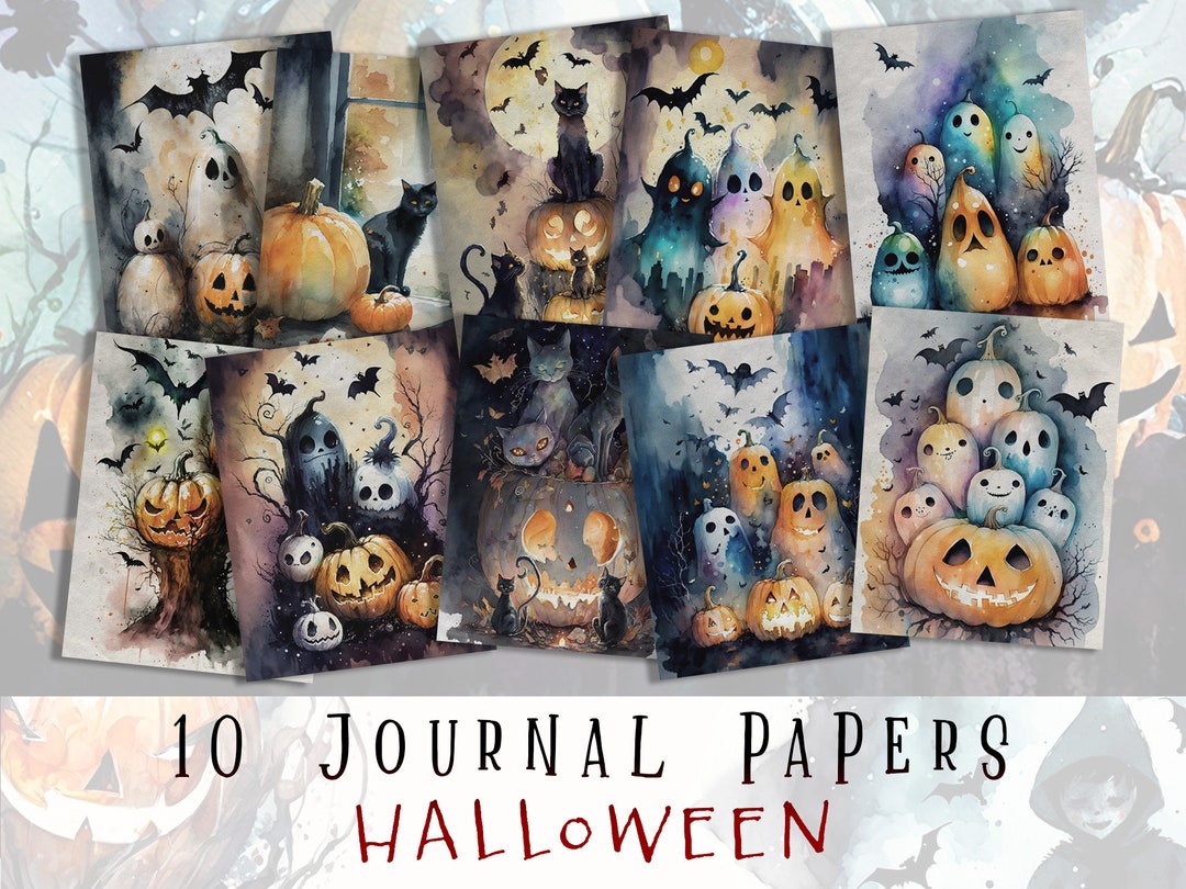 Spooky Halloween Journal Papers: Printable Scrapbook Kit (digital ...