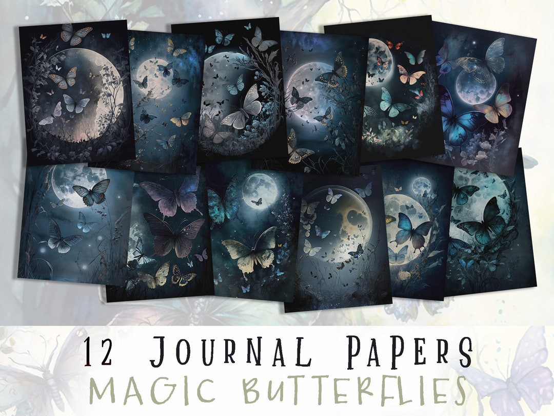 Butterflies Journal Pages, Moon Printable Junk Journal, Ethereal ...