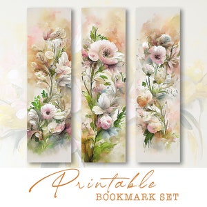 Floral Painting Bookmarks | Shabby Chic Printable Set | Vintage Style ...