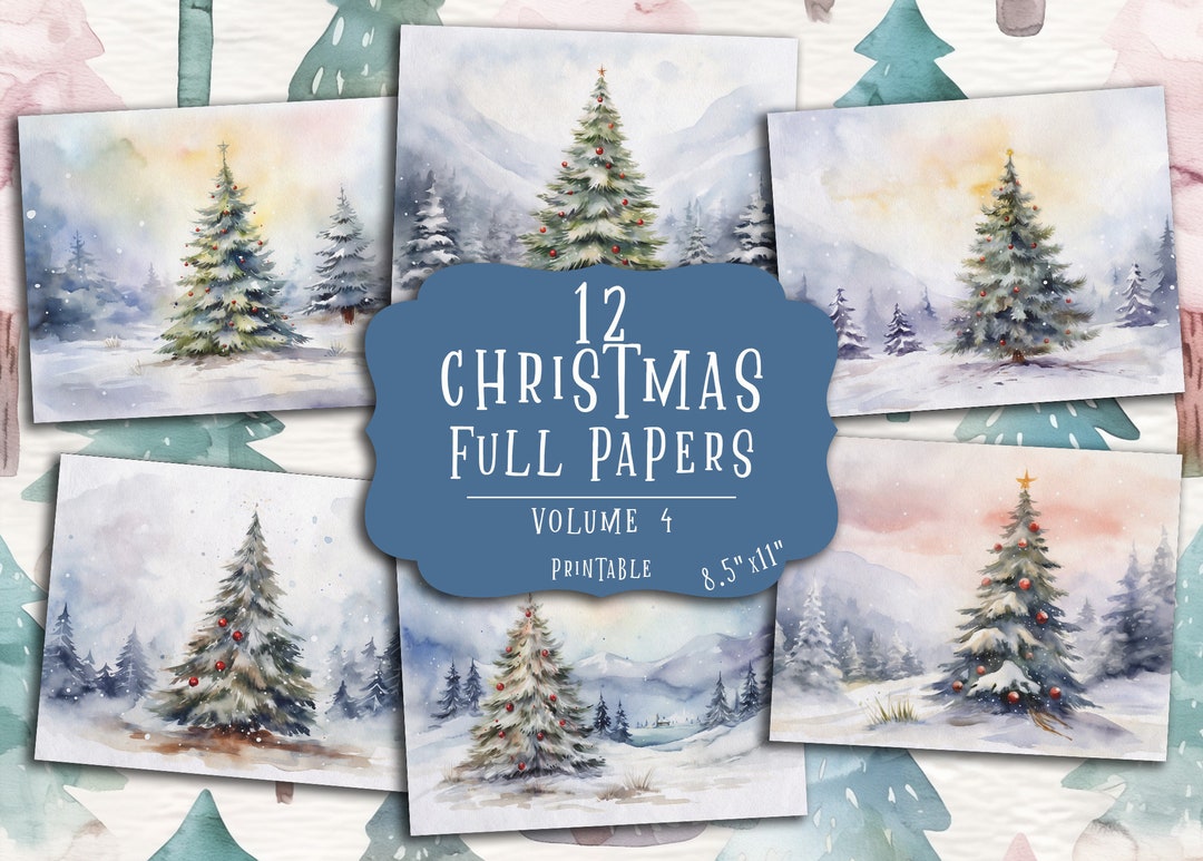 Christmas Printable Backgrounds: Winter Digital Paper Pack and Holiday ...