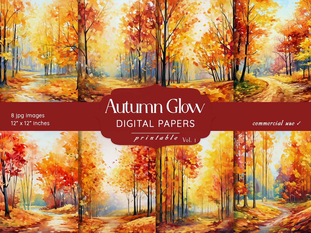Fall Scrapbook Paper, Autumn Background Paper, Fall Foliage Collage ...
