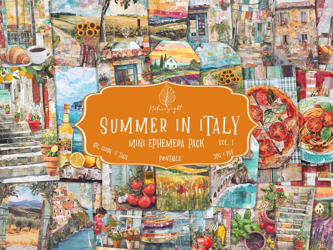 Italy Summer Ephemera Pack: Italian Journal, Scrapbook, ATC Cards ...