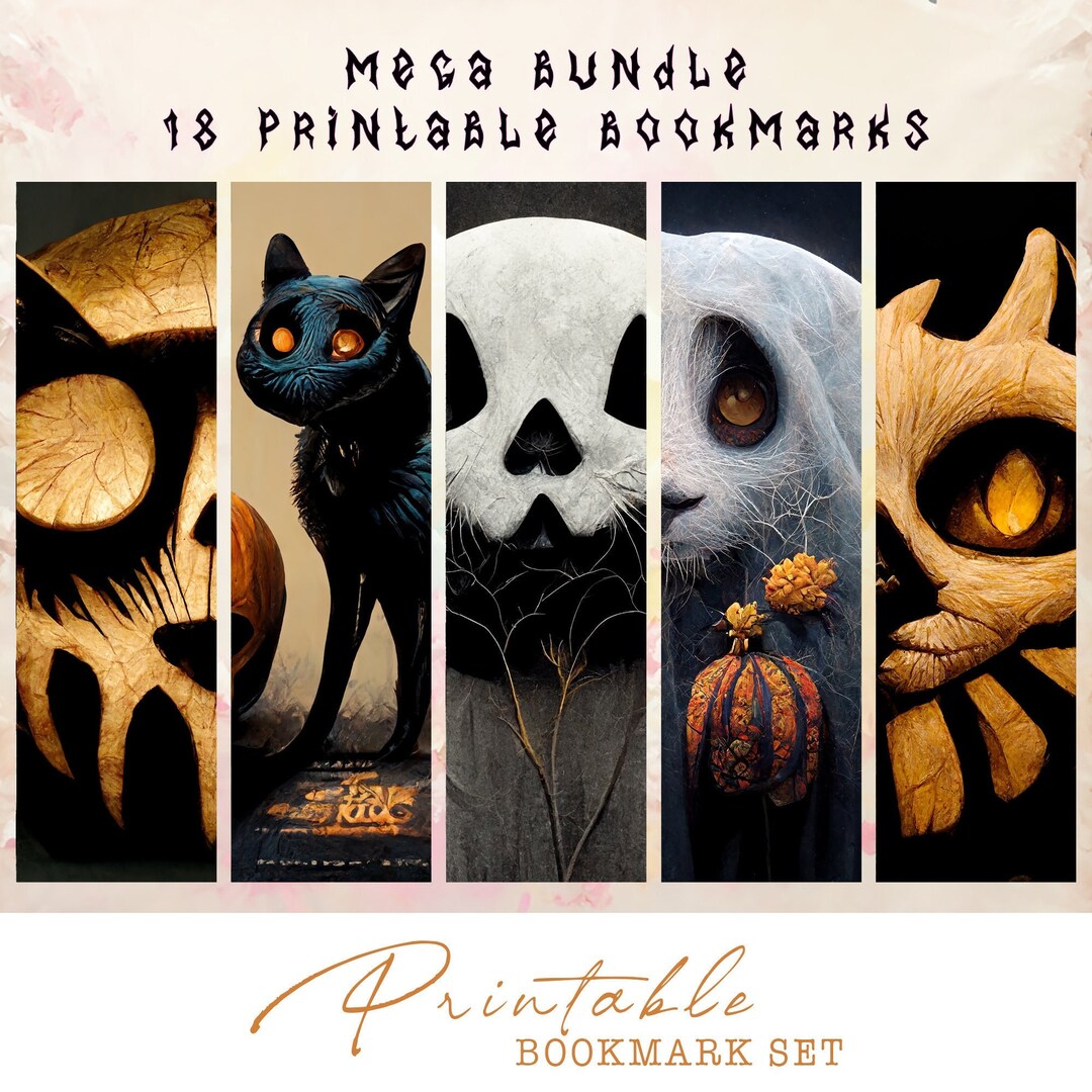 Halloween Printable Bookmarks Set Mega Bundle Download - Etsy