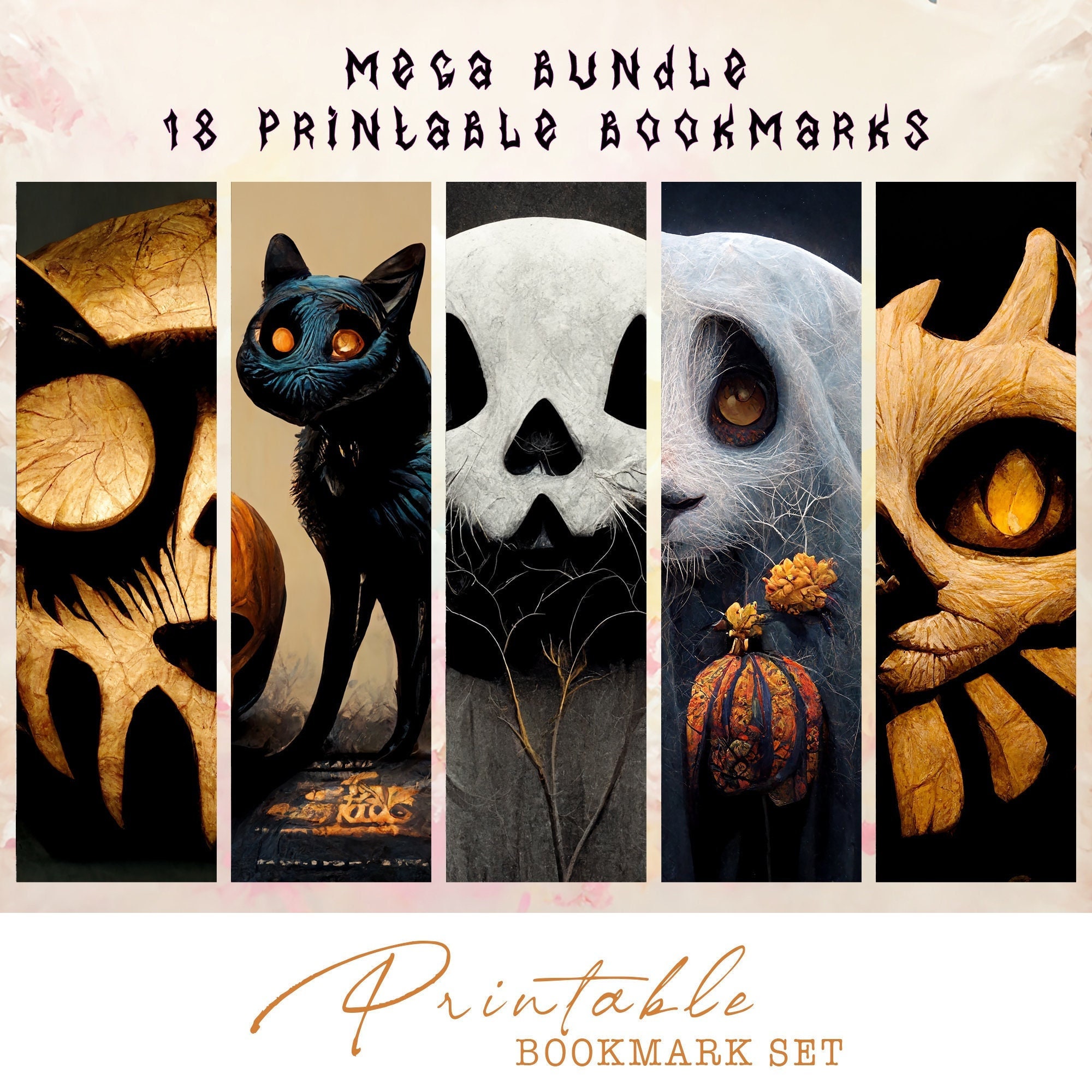 Halloween Printable Bookmarks Set Mega Bundle Download - Etsy