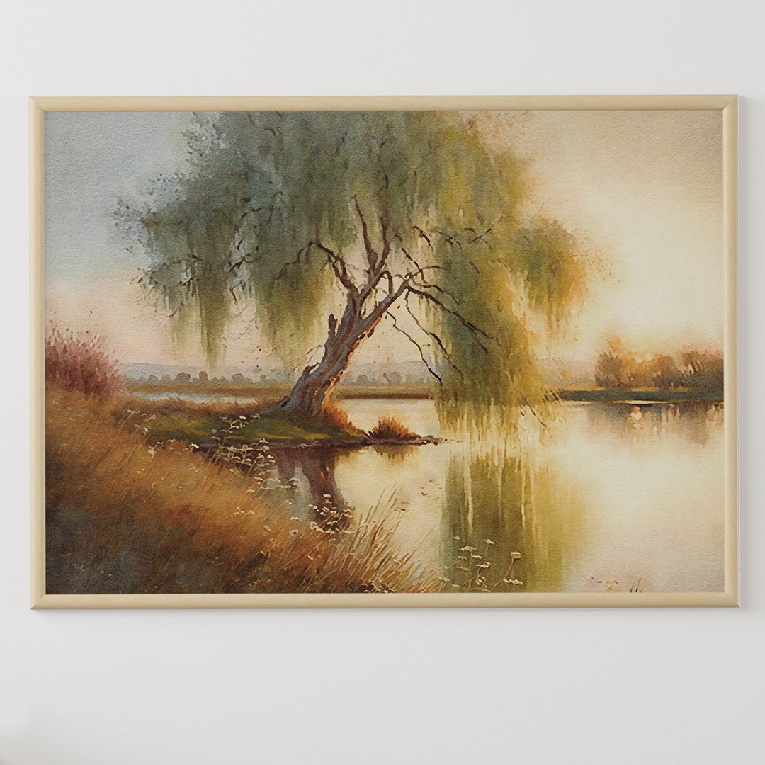 Weeping Willow Tree, Printable Wall Art, Watercolor Art Print, Boho ...