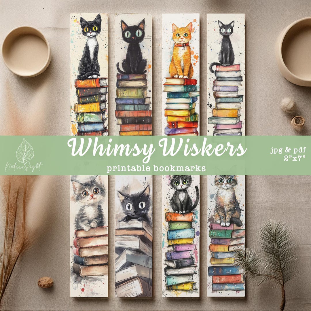 Cat Bookmarks Printable | Kitten Reading Gift (digital Download) - Etsy