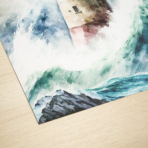 Lighthouse Watercolor Painting, Nautical Printable Wall Art, Coastal ...