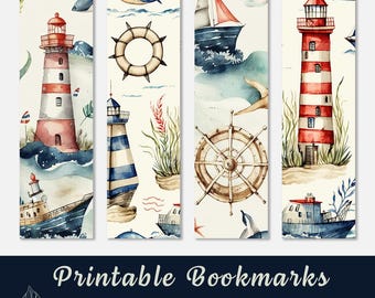 Nautical Printable Bookmarks: Coastal Scrapbook Tags (digital Download ...