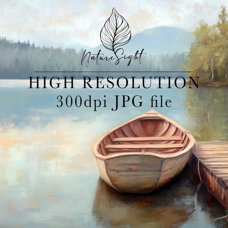 Lake Frame TV Art Bundle, Boat Dock Water Landscape, Misty Lake ...