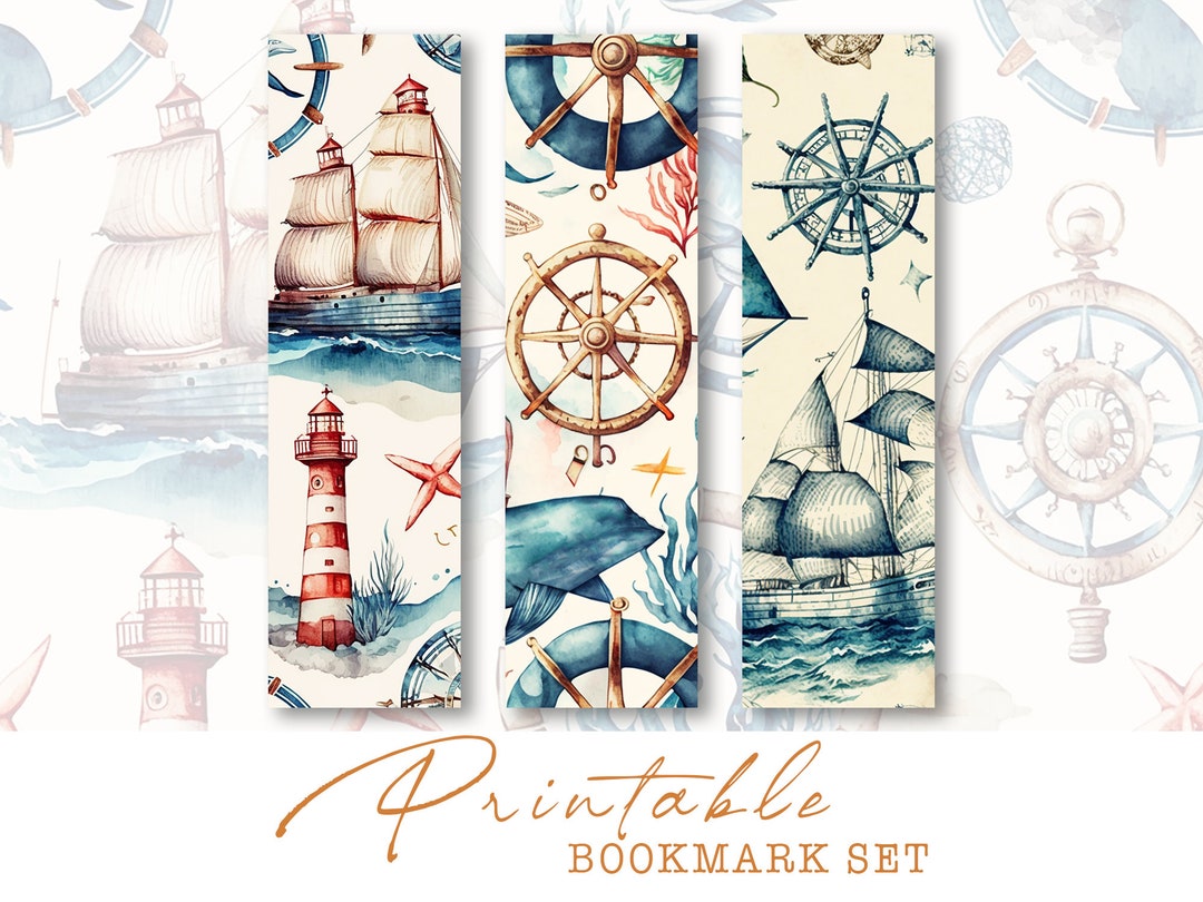 Vintage Nautical Bookmarks, Coastal Printable Bookmarks, Vintage Junk ...