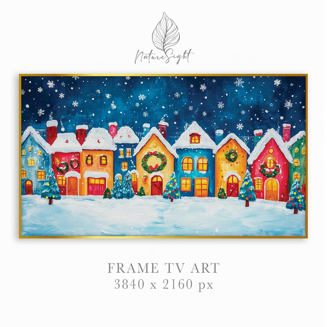 Christmas Village Frame TV Art | Festive Winter Houses (digital ...