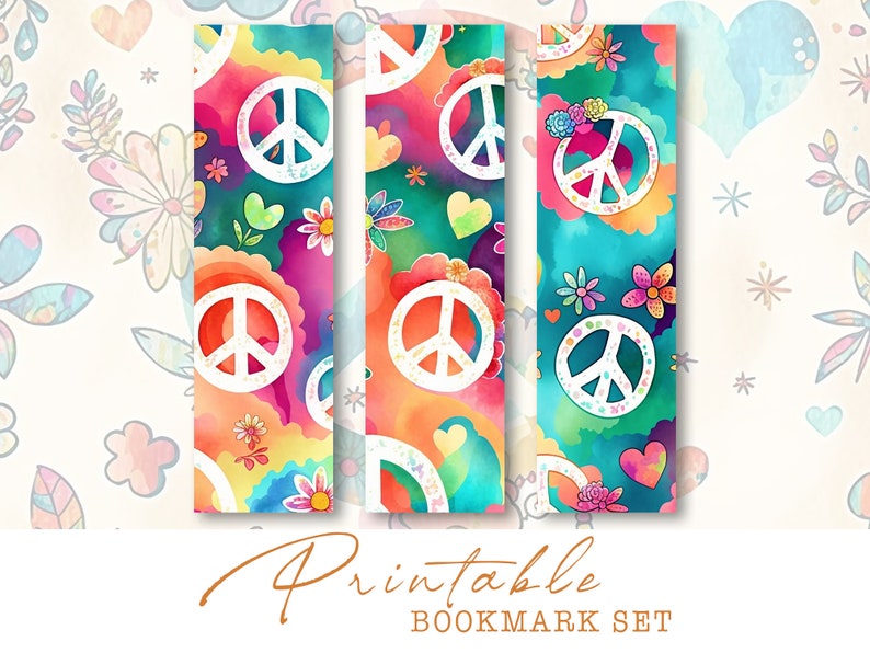 Peace Printable Bookmarks Hippie Junk Journal Floral - Etsy