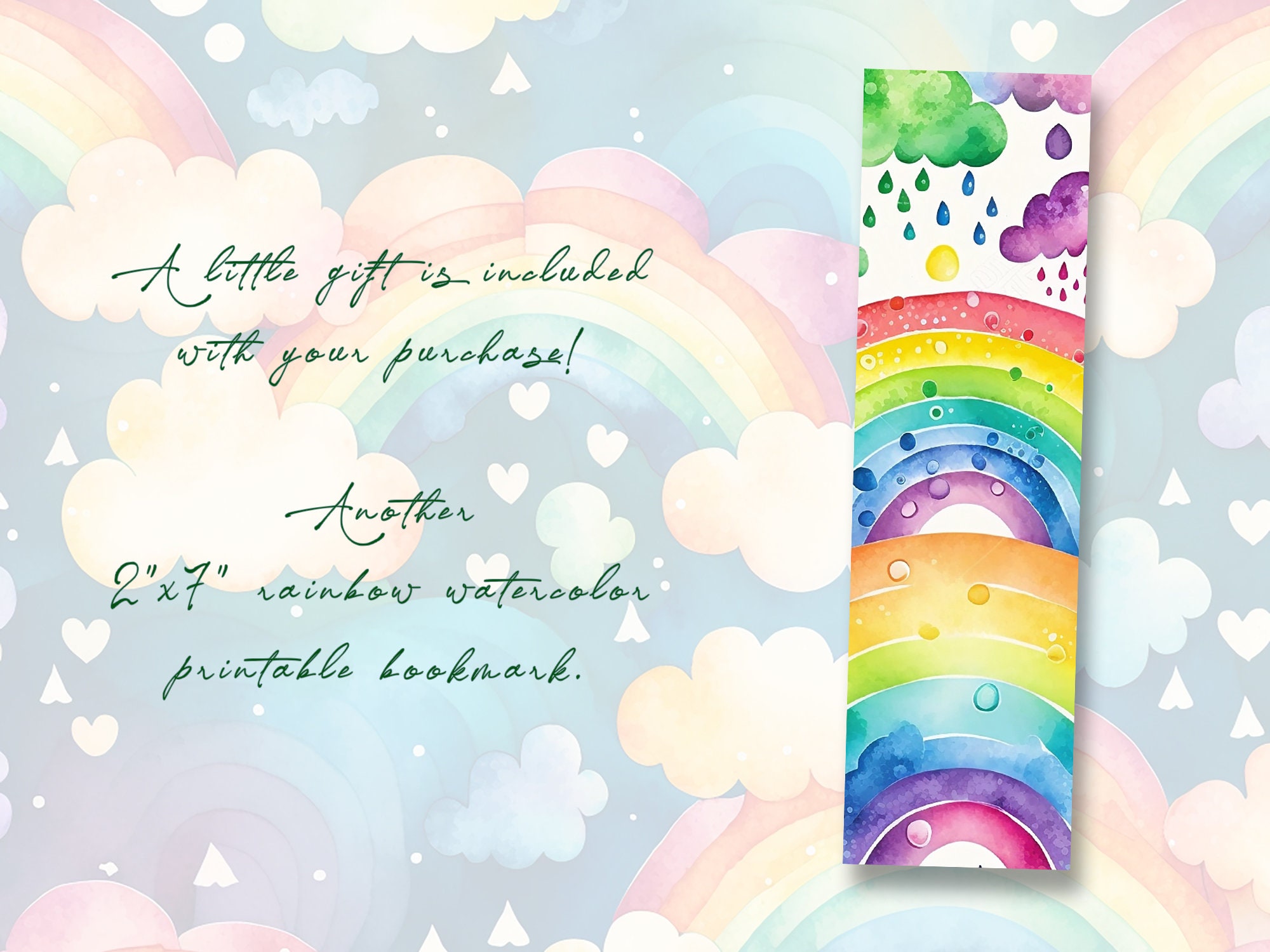 Watercolor Rainbow Bookmarks, Printable Kids Reader Gift (digital ...
