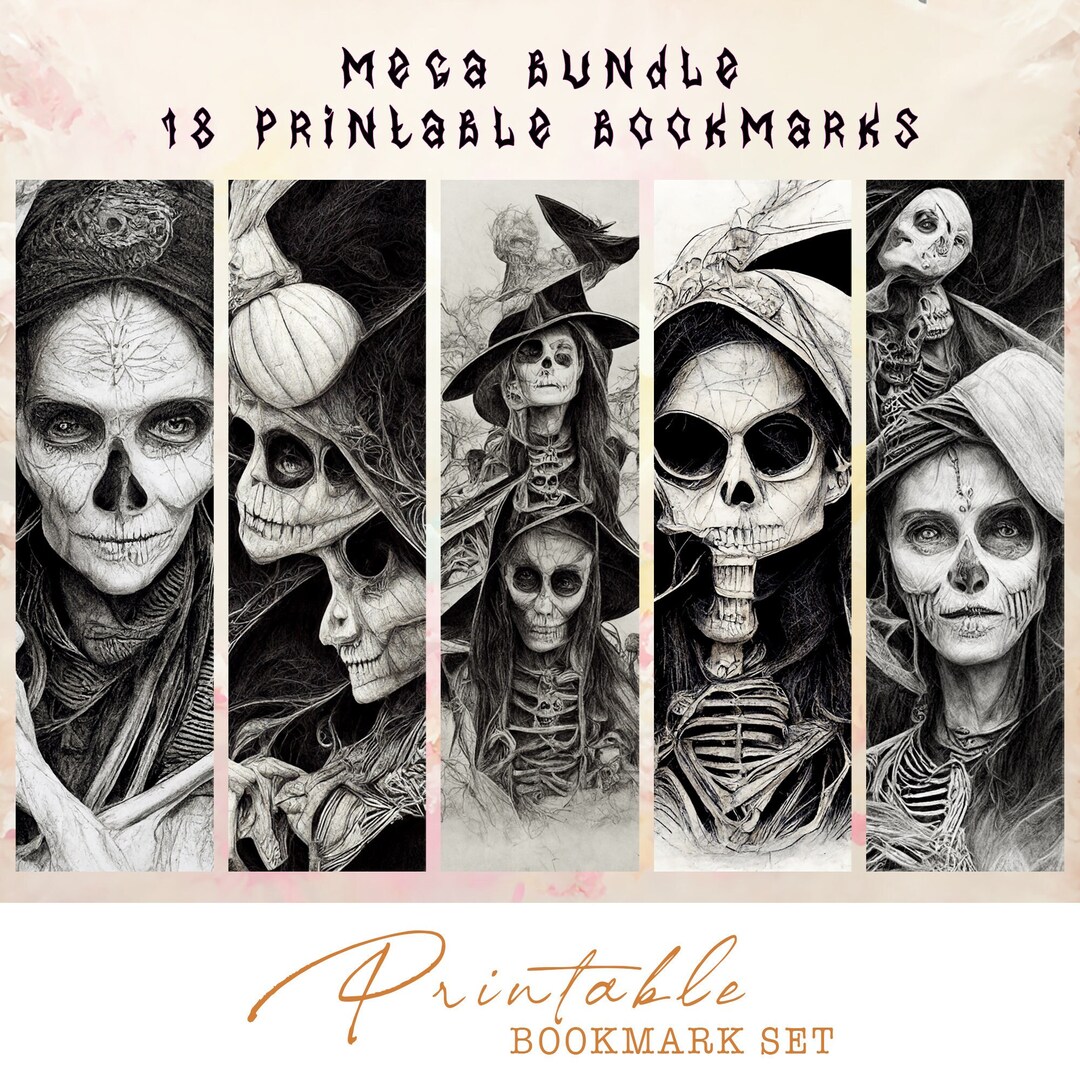 Printable Bookmarks Halloween Set Mega Bundle Set of 18 - Etsy