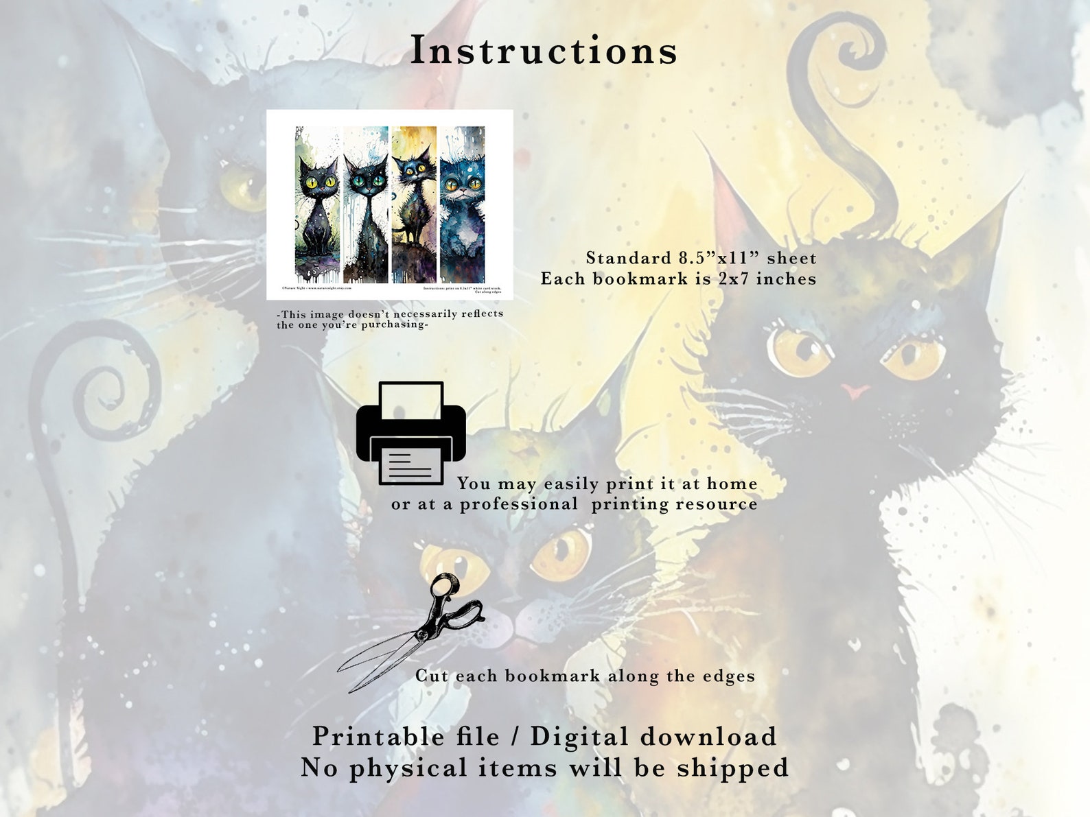 Cats Printable Bookmarks Set Cats Digital Bookmarks Junk - Etsy