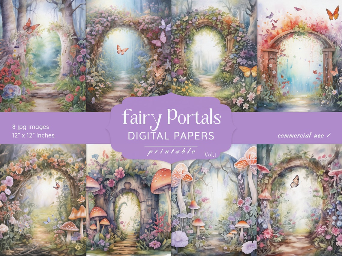 Fairy Tale Digital Paper: Enchanted Forest Backgrounds (12x12, Digital ...